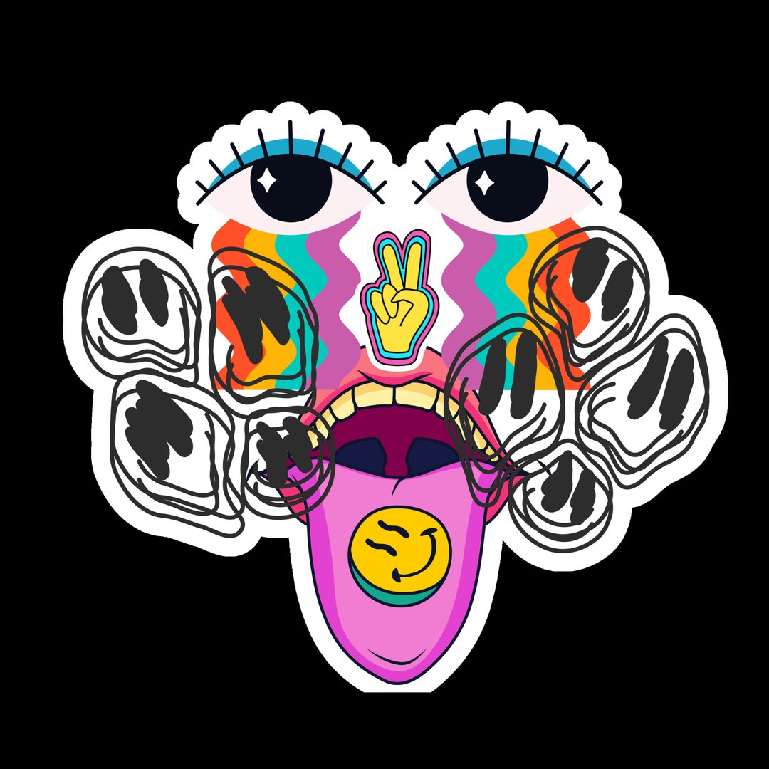 Trippy Face Trippy trippy Stickers cool Stickers Skaters Perfect Gift ...