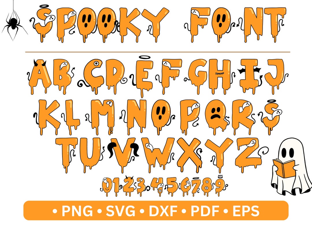 Spooky Font SVG, Spooky, Alphabet, Svg Fonts, School Font, Digital ...