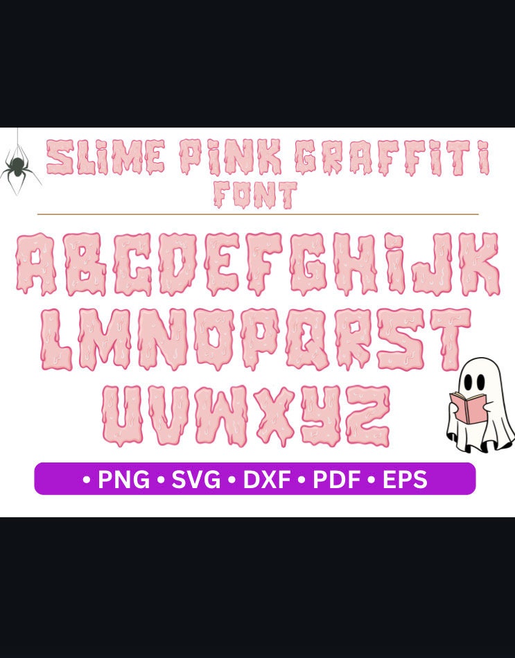 Slime Pink Graffiti Font , Digital Downloads Graffiti Letter Alphabet ...