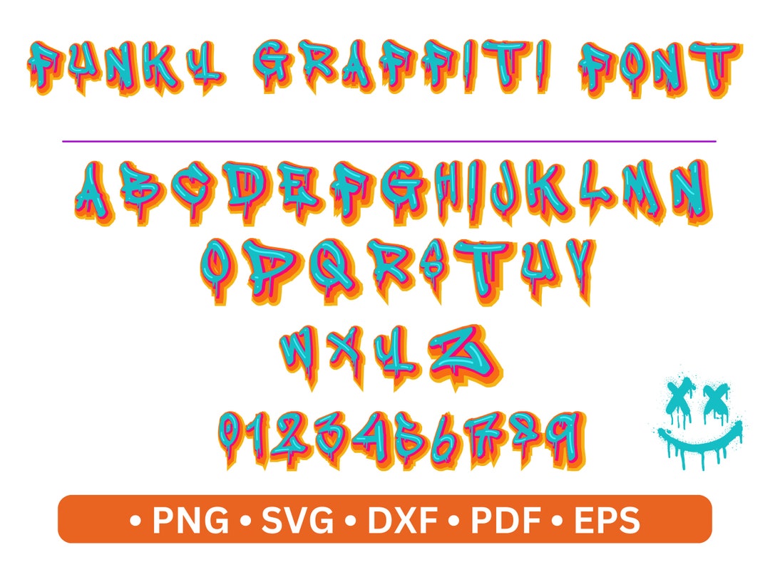 Funky Font, SVG, Graffiti Alphabet, Svg Fonts, School Font, Digital ...