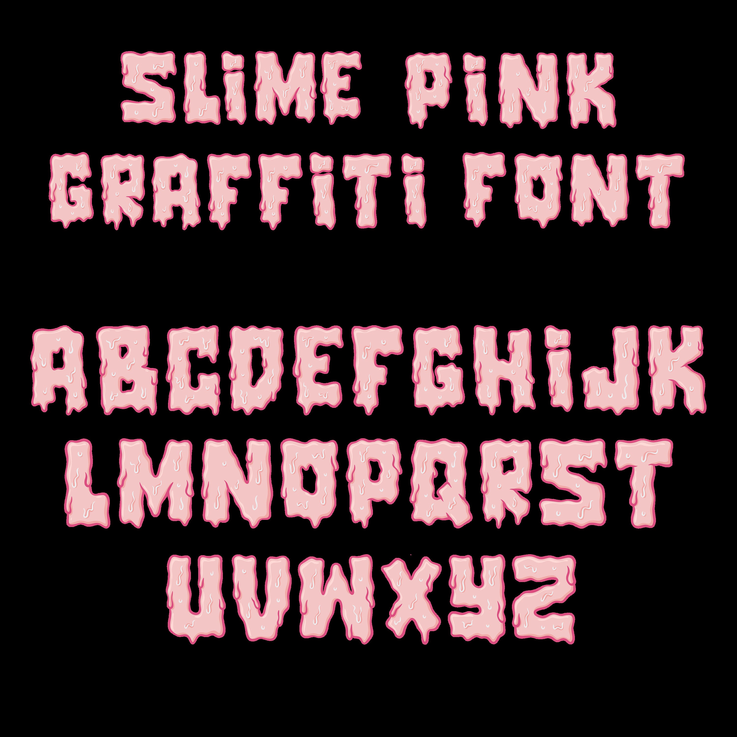 Slime Pink Graffiti Font , Digital Downloads Graffiti Letter Alphabet ...