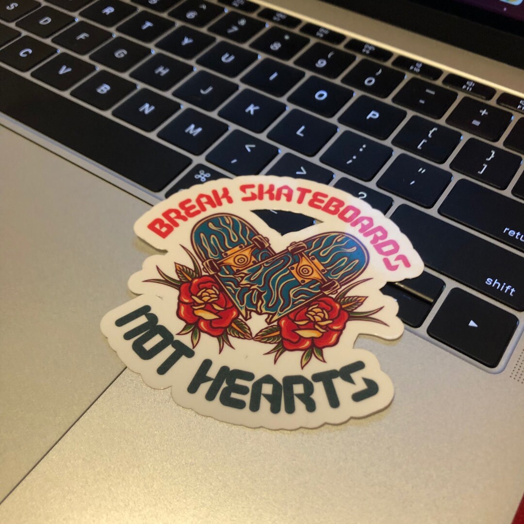 Skateboard Stickers, Break Boards Not Hearts Stickers, Perfect Gift ...