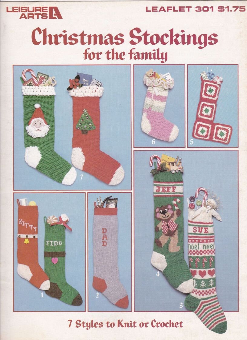 Vintage Christmas Stocking Pattern: 7 Crochet & Knitting Designs (PDF ...