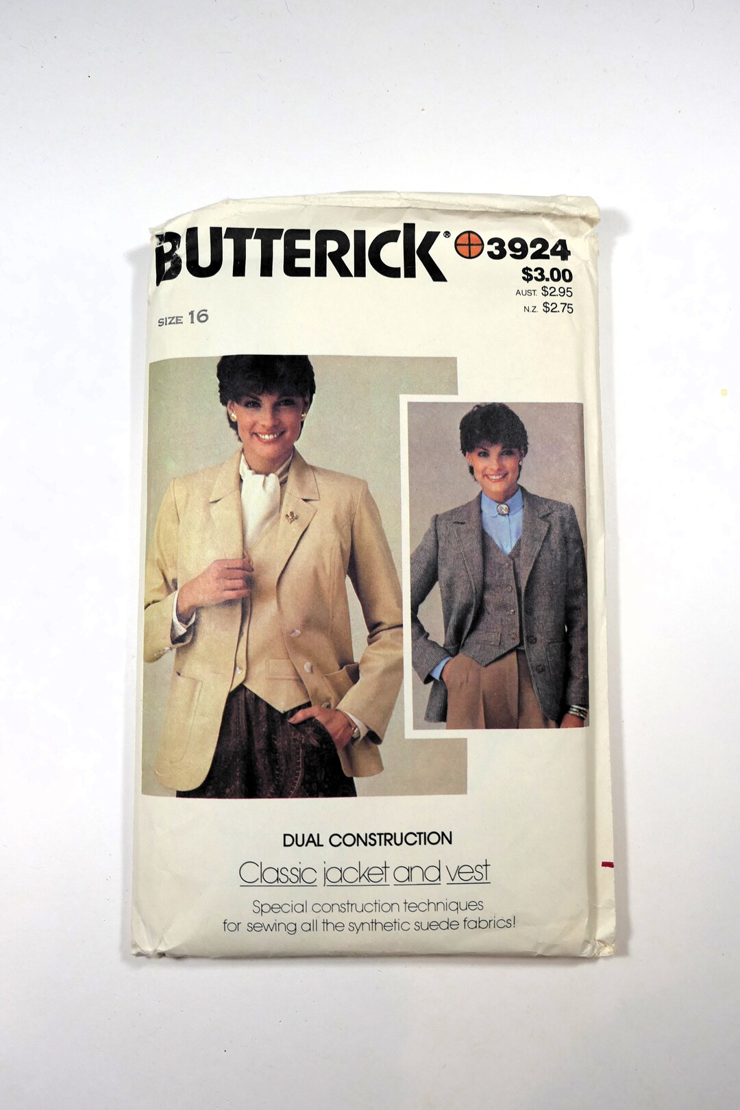 Butterick Jacket and Vest Sewing Pattern 3924 | Vintage Sewing Pattern ...
