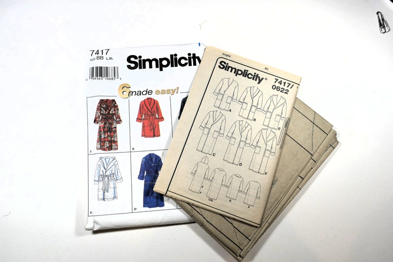 Simplicity Sewing Pattern 7417 for Unisex Robe With 6 Different Styles ...