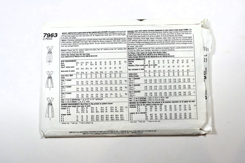 Simplicity Sewing Pattern 7963 Jumper Dress Sewing Pattern With Flared ...