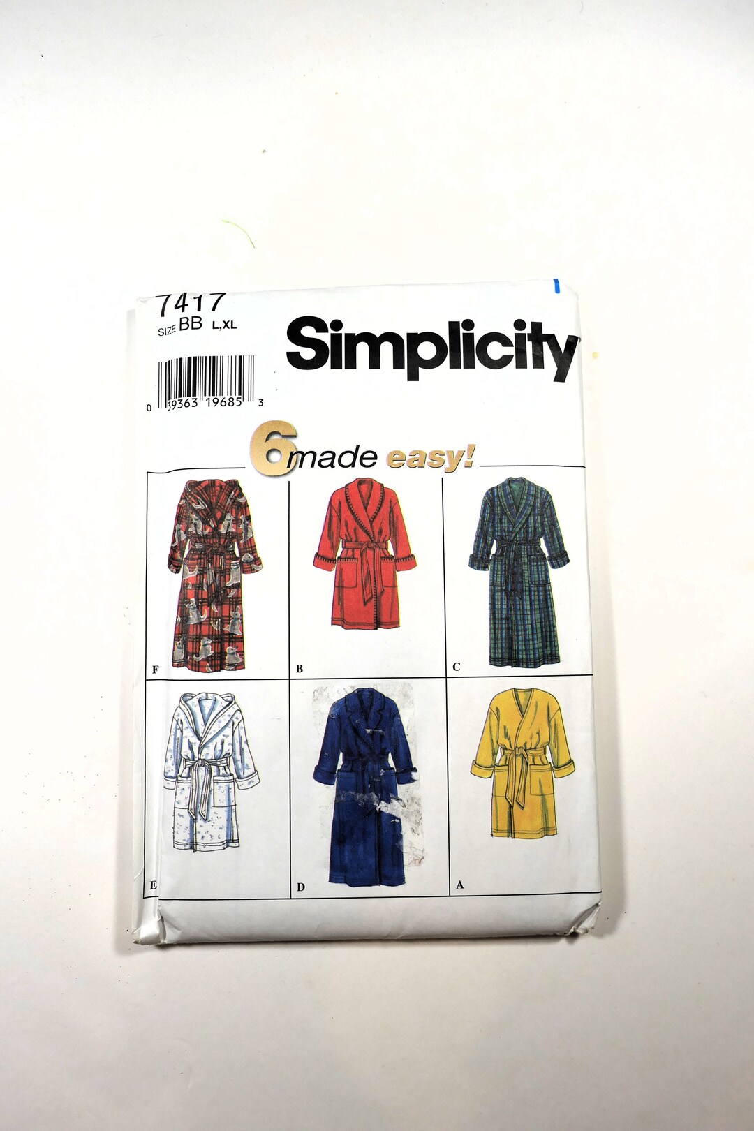 Simplicity Sewing Pattern 7417 for Unisex Robe With 6 Different Styles ...