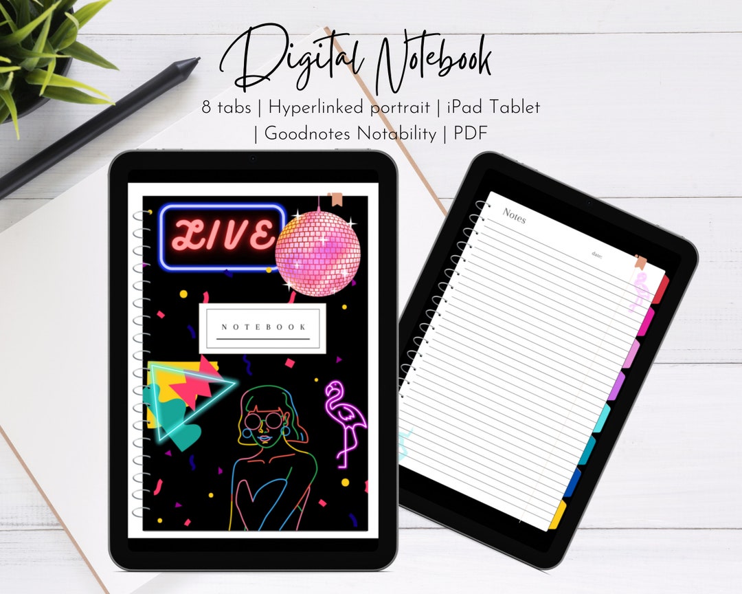 Disco Live Digital Notebook | Portrait | 8 Hyperlinked Tab | Goodnotes ...