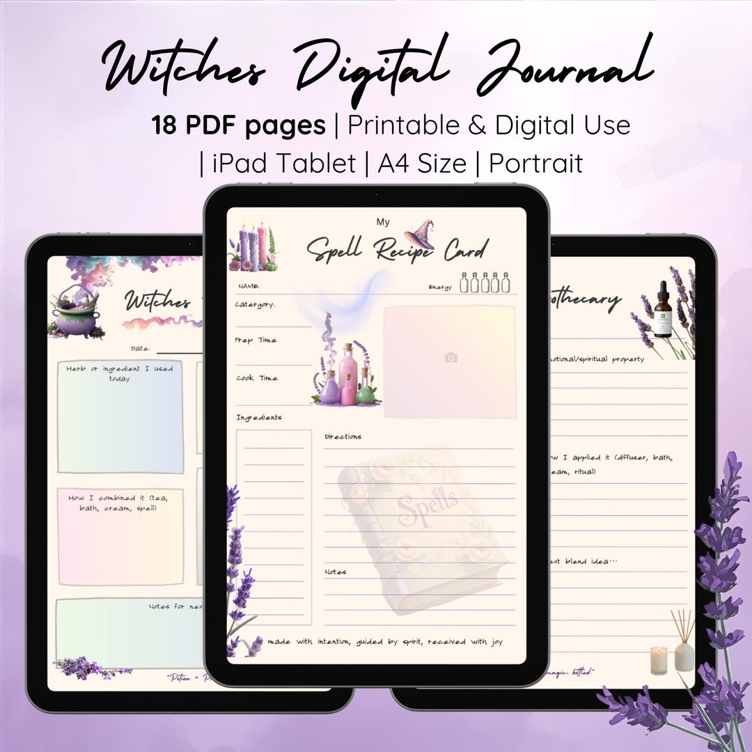 Witchy Journal Printable Pages | Crystal Spells, Moon Ritual Planner ...