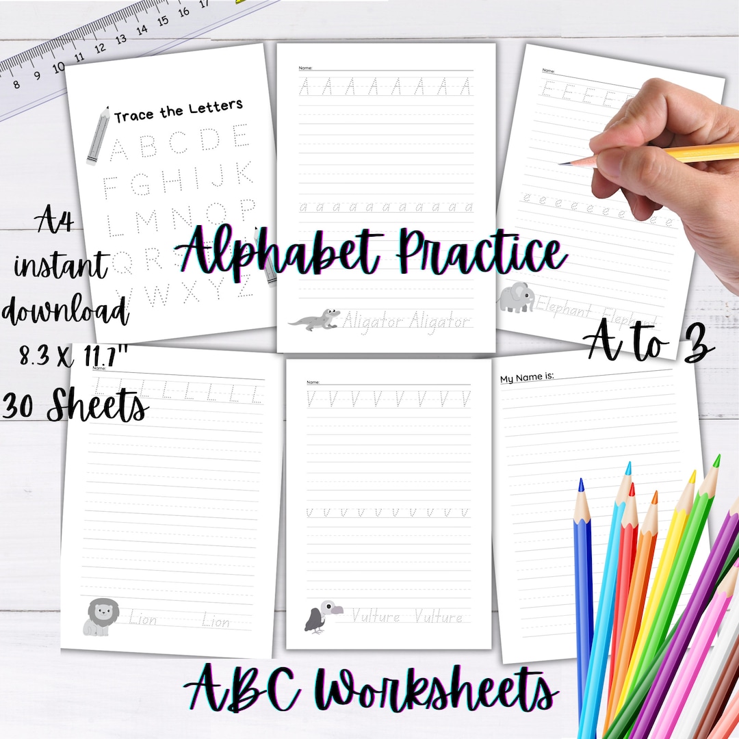 Kindergarten Alphabet Letter Tracing Worksheets | Handwriting Practice ...