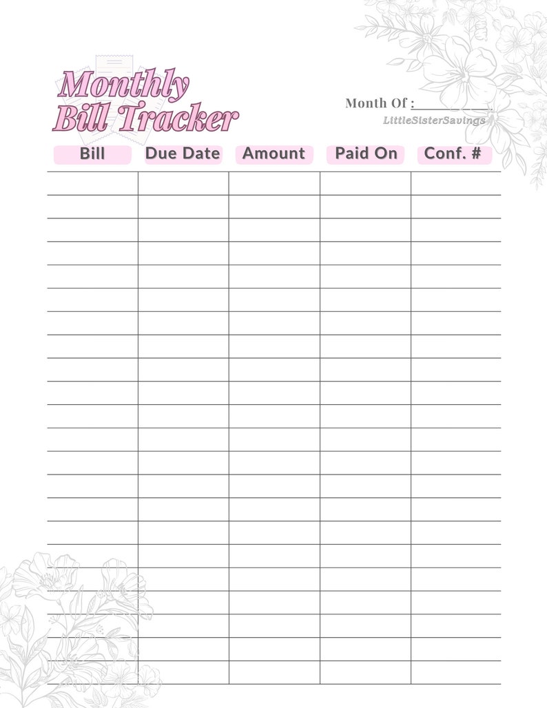 Monthly Bill Tracker | Instant Download | Organize Bills | Printable ...