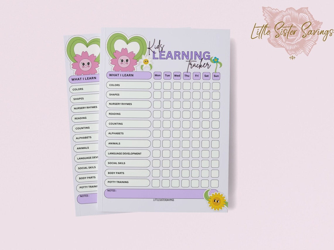 Kids Learning Tracker | Instant Download | Early Learning | Printable ...