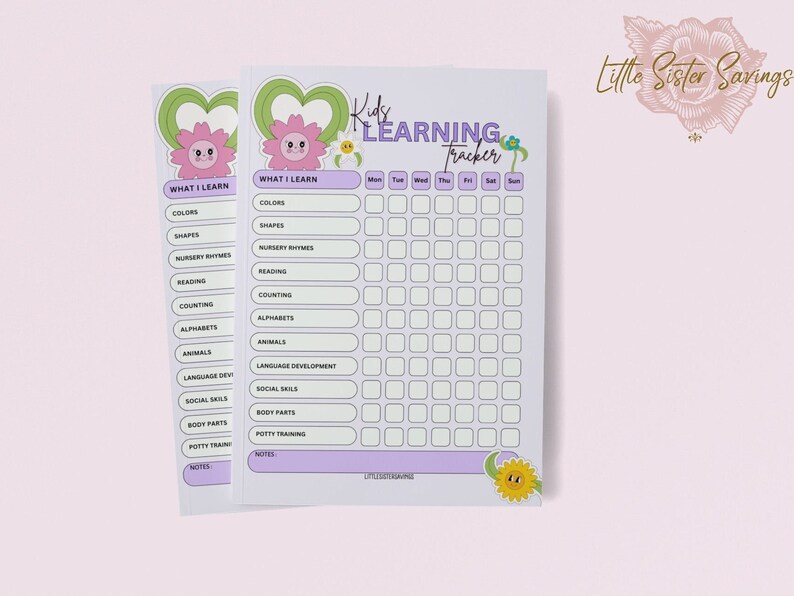 Kids Learning Tracker | Instant Download | Early Learning | Printable ...