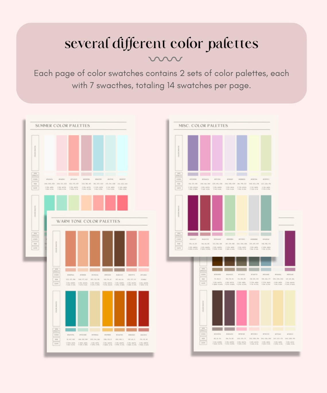 Digital Planner Colour Swatches With Hex Codes Goodnotes Notability ...