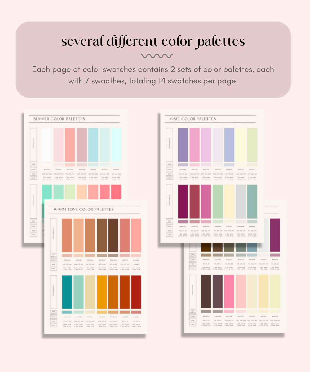 Digital Planner Colour Swatches With Hex Codes Goodnotes Notability ...