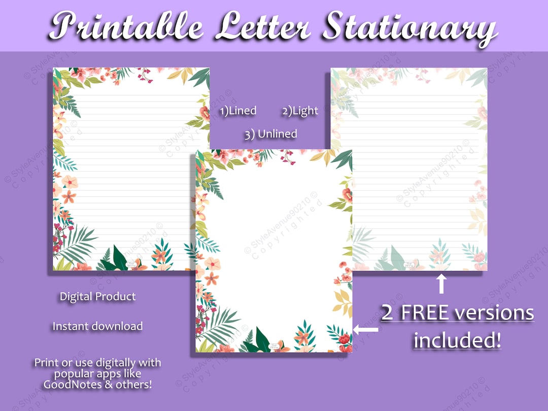 JW Ministry Letter Writing Printable Stationary Watercolor Flower ...