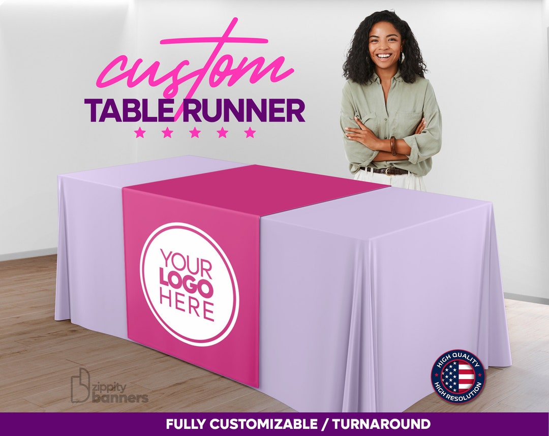 Table Runner, Custom Table Runner With Logo, Table Vendors, Trade Show, Event Table, Branded ...