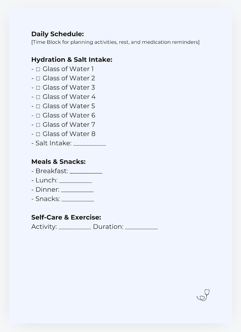 Printable POTS Management Tracker | PDF for Symptom & Routine Tracking ...