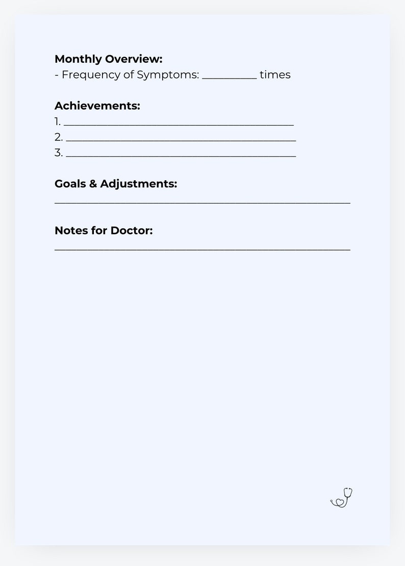 Printable POTS Management Tracker | PDF for Symptom & Routine Tracking ...