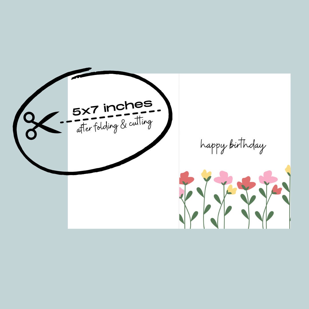 Happy Birthday Card L Printable Birthday Card L Flowers L Birthday ...