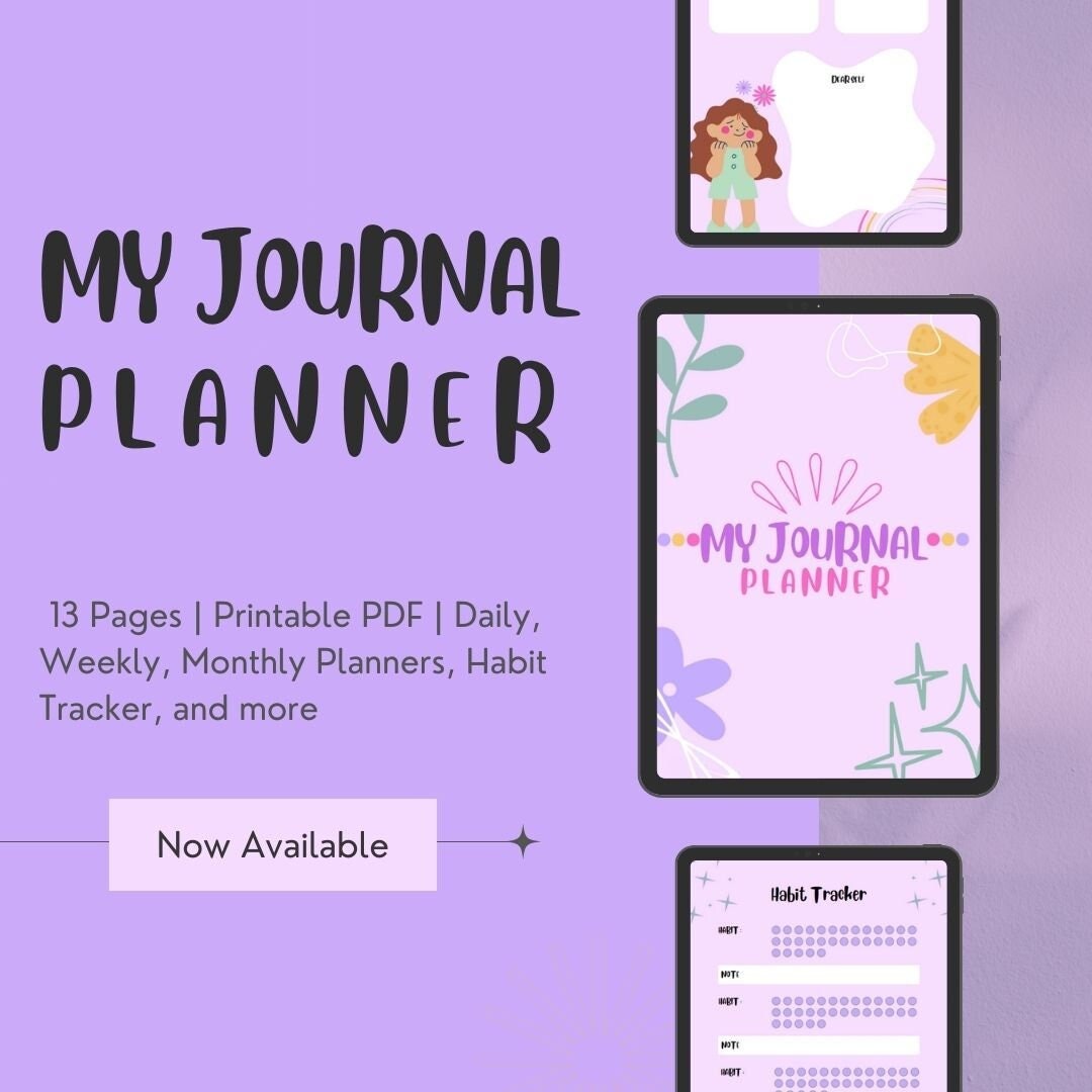 My Journal Planner | 13 Pages | Printable PDF | Daily, Weekly, Monthly ...
