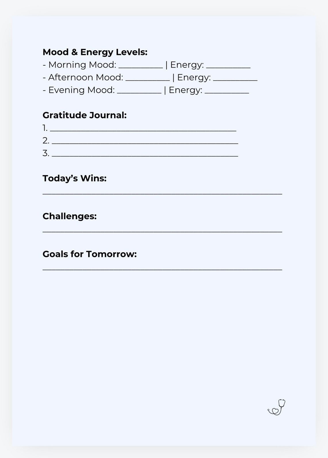 Printable POTS Management Tracker | PDF for Symptom & Routine Tracking ...