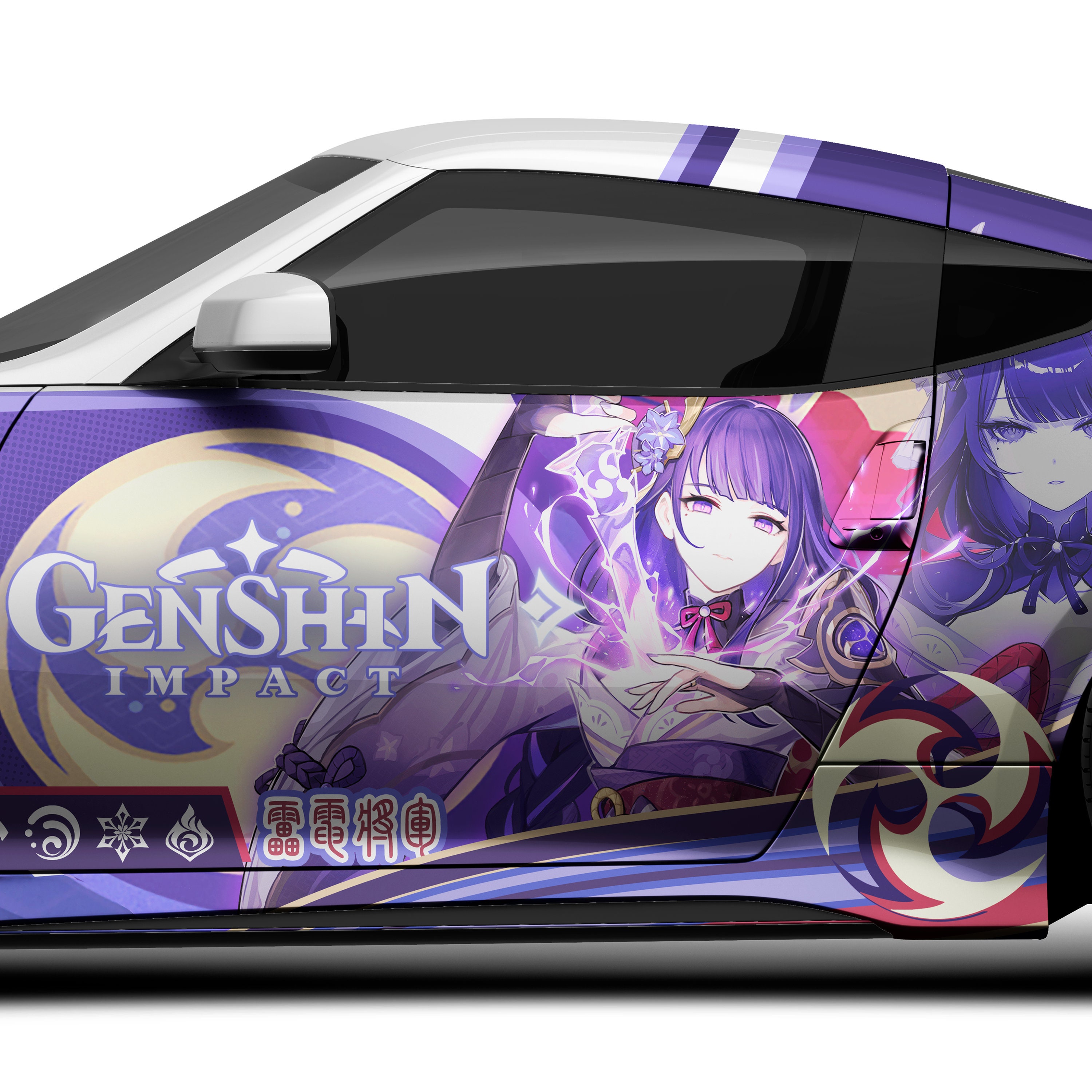 Genshin Impact Raiden Shogun Car Sides Wraps ITASHA Anime Stickers ...