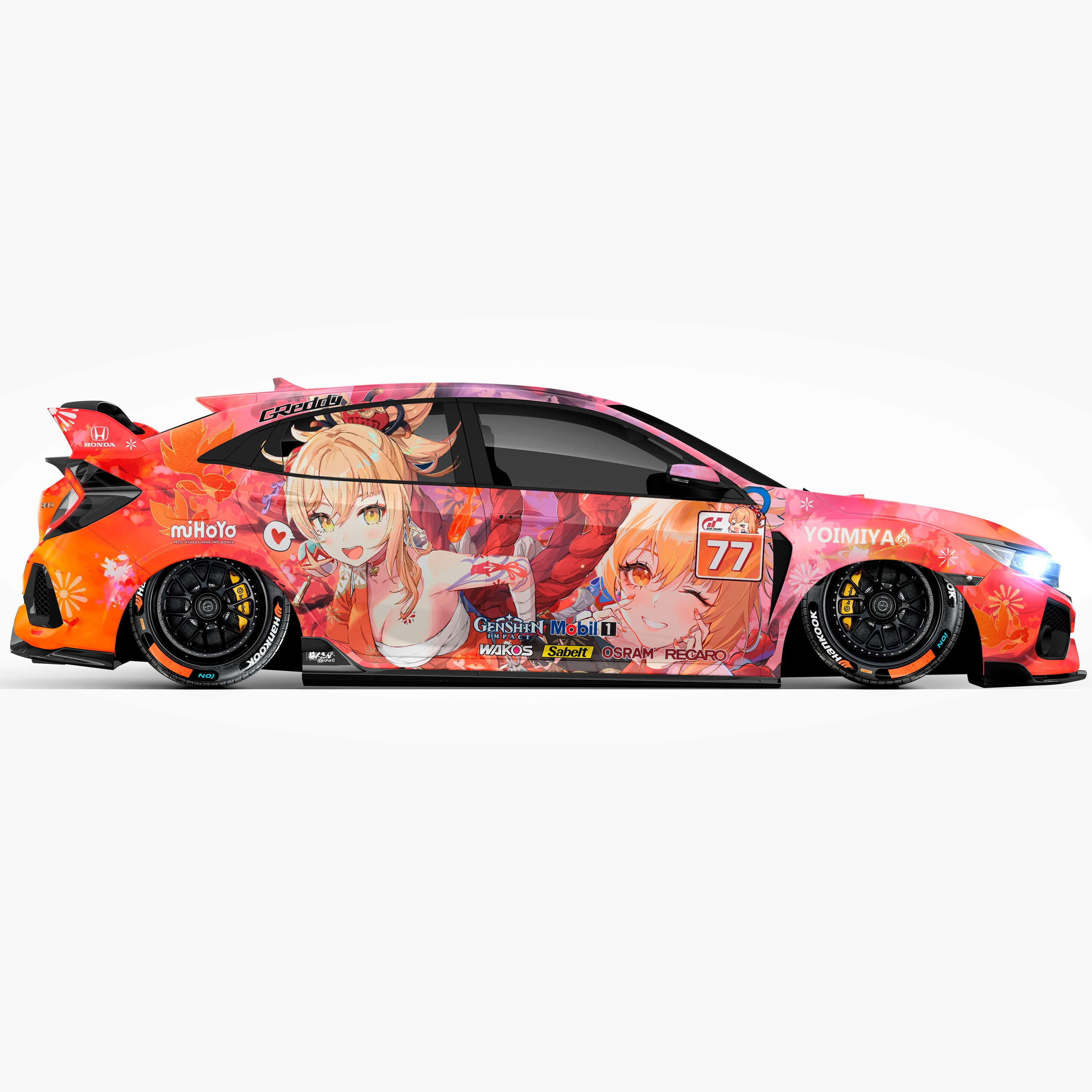 Genshin Impact Yoimiya Anime Car Wraps ITASHA Stickers Decals Made With ...