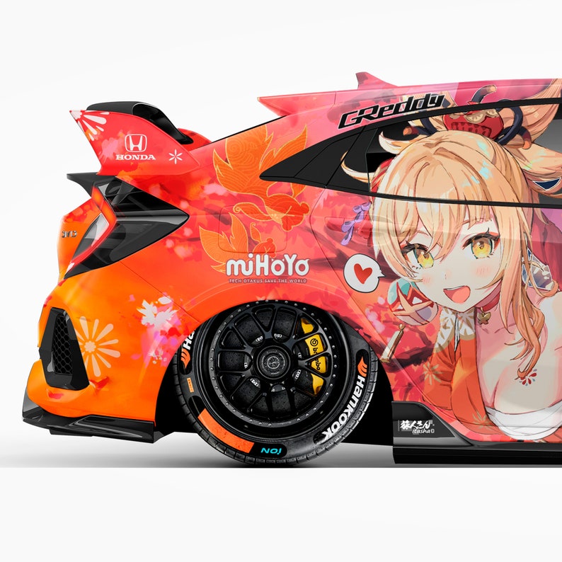 Genshin Impact Yoimiya Anime Car Wraps ITASHA Stickers Decals Made With ...