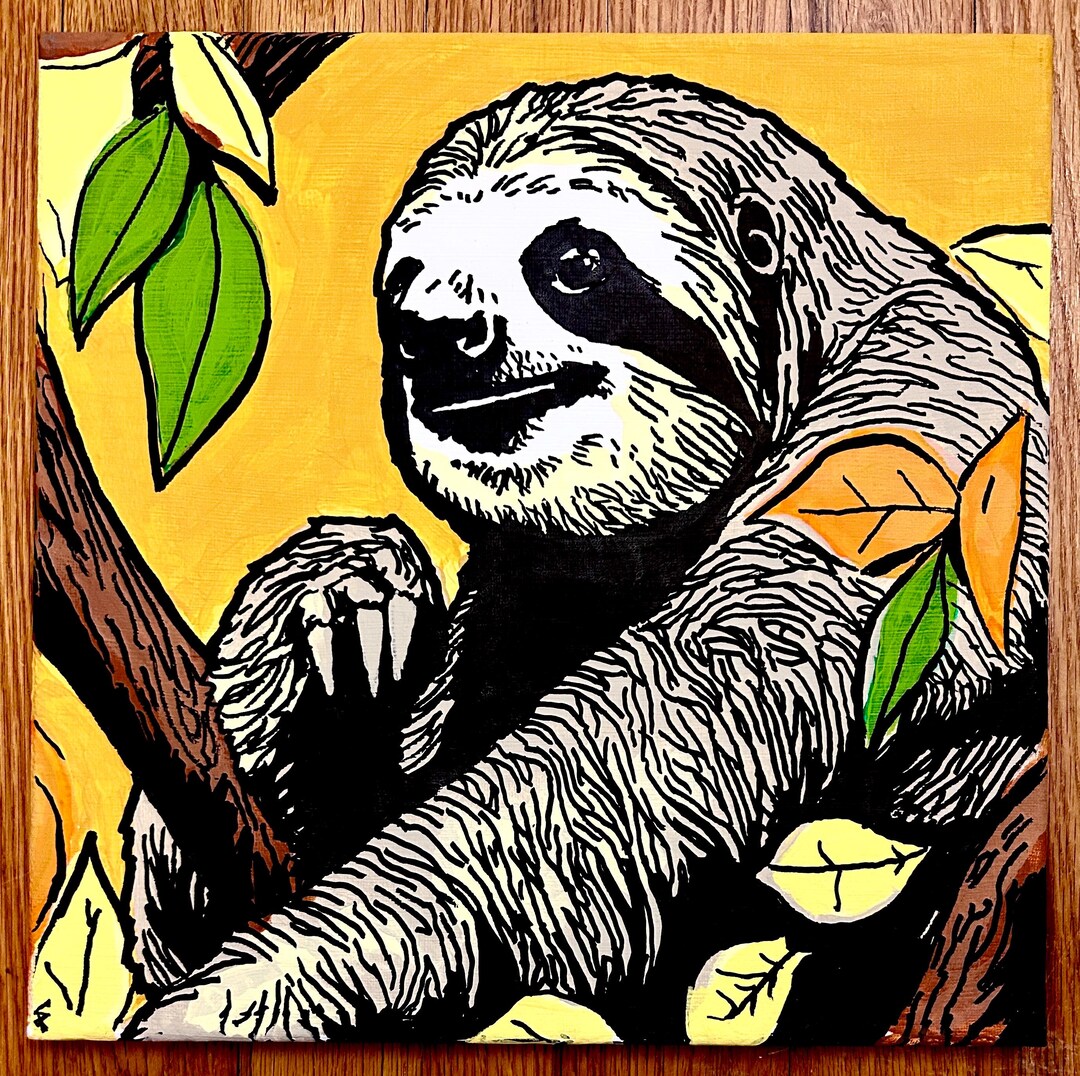 Sloth Acrylic Art Canvas Print - Etsy