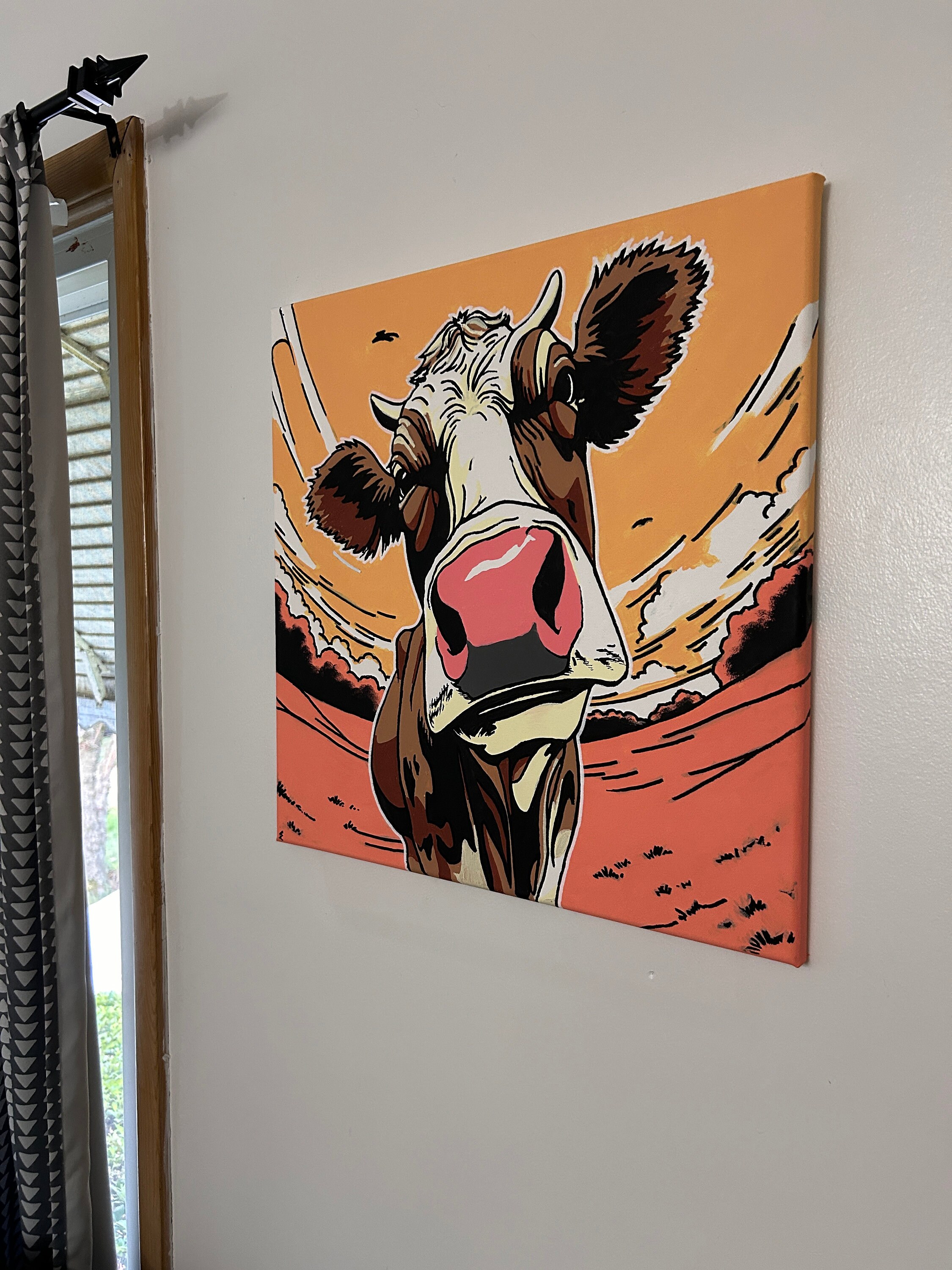 Trippy Cow Acrylic Painting Canvas - Etsy