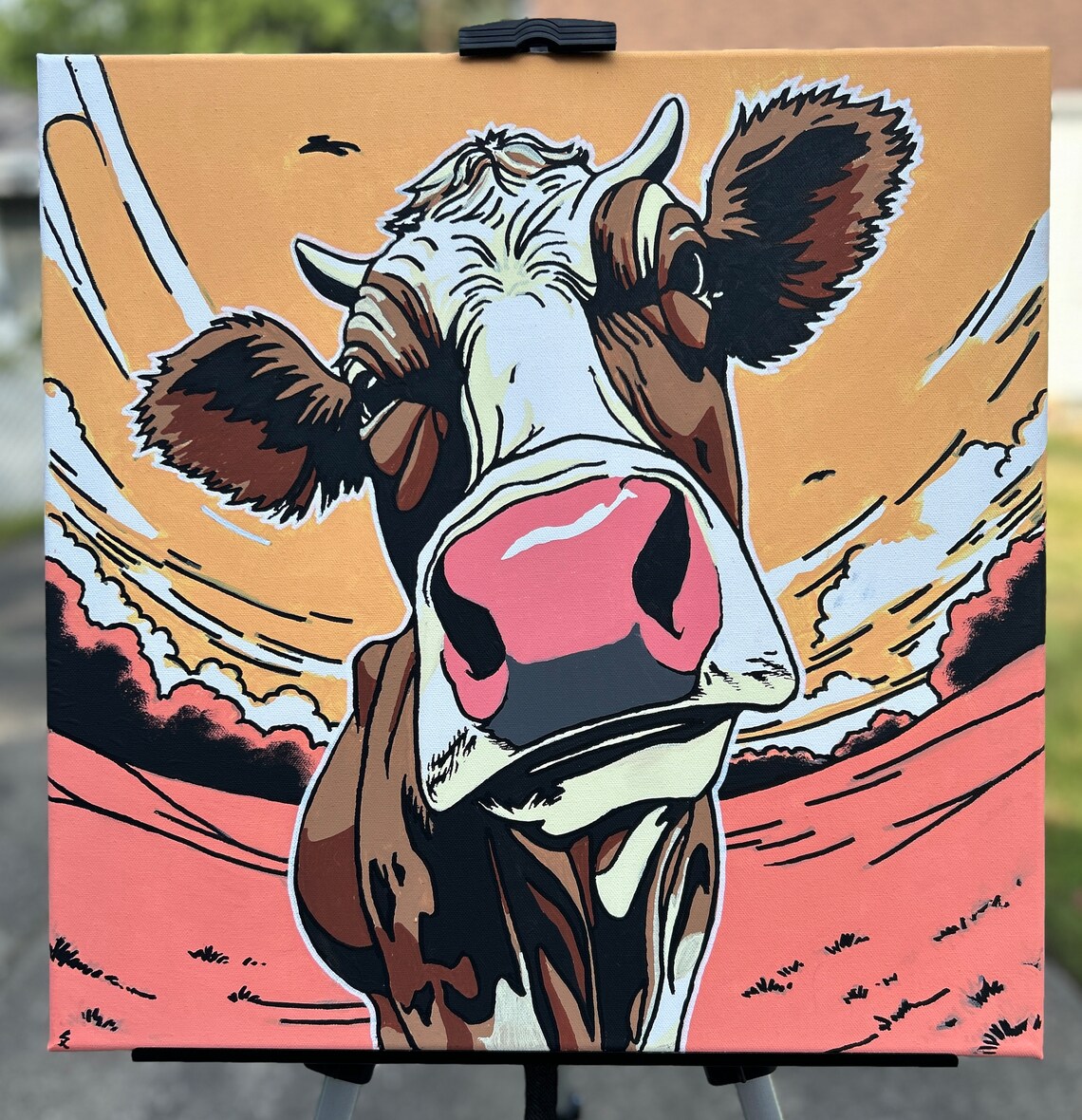 Trippy Cow Acrylic Painting Canvas - Etsy