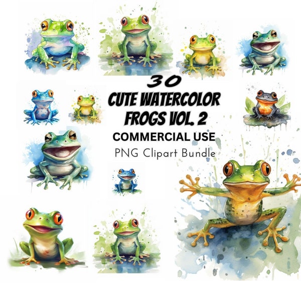 Watercolor Frog - Etsy