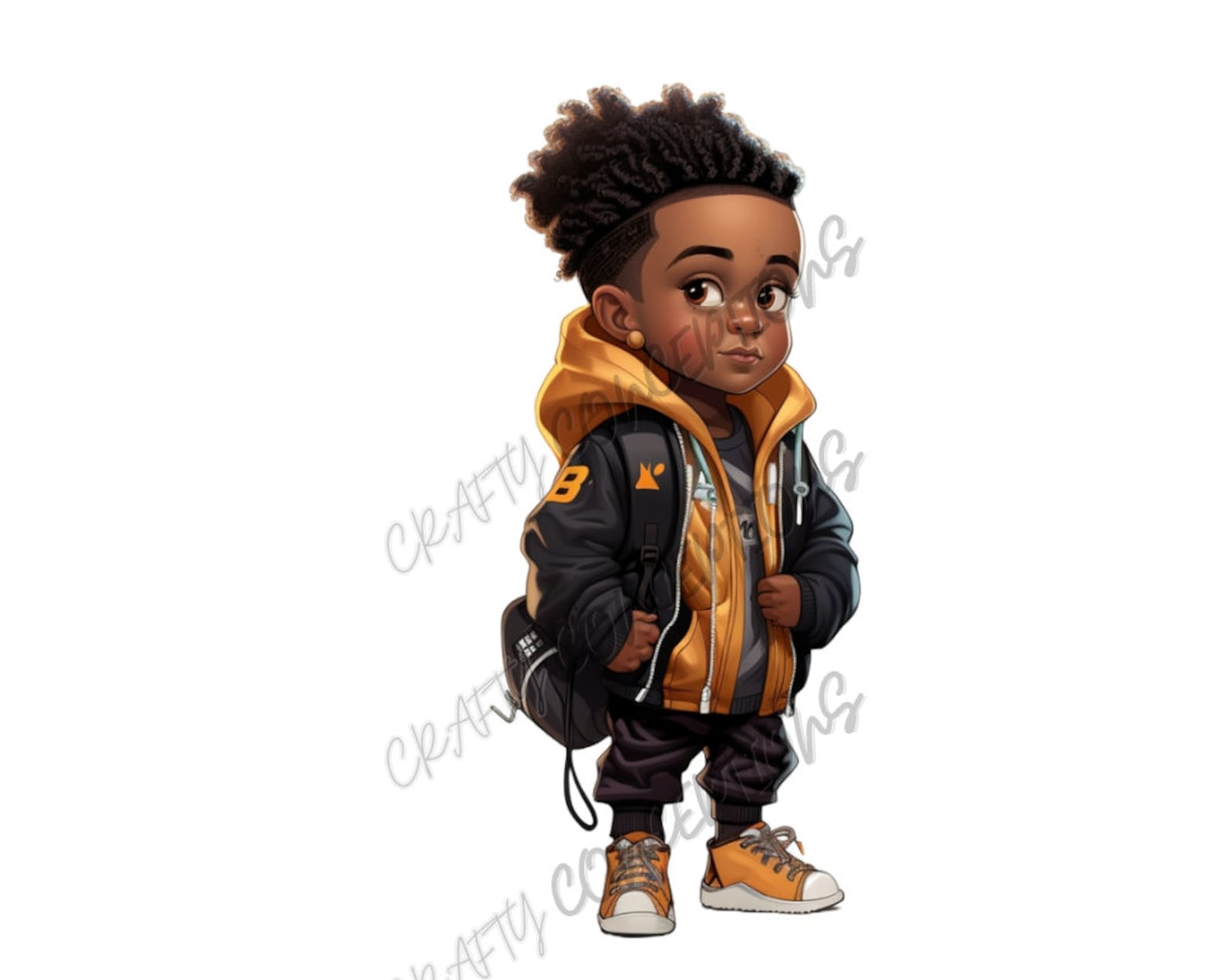 Cute Little Black Boy Illustration V.1, 14 PNG Bundle, Hoody, Hat ...