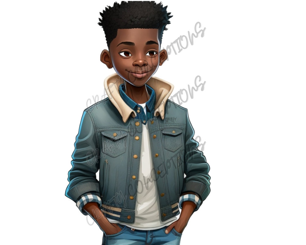 Cute Little Black Boy Illustration V.14, PNG Bundle, Hoody, Hat ...