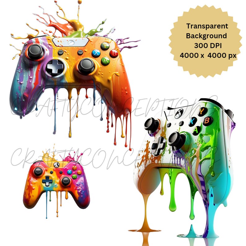 Melting Game Controller Clipart Bundle, Colorful PNG Graphics (digital ...