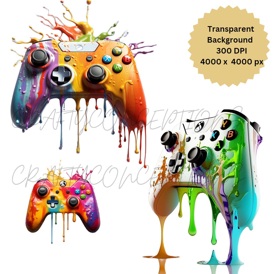 Melting Game Controller Clipart Bundle Pack PNG Illustration - Etsy UK