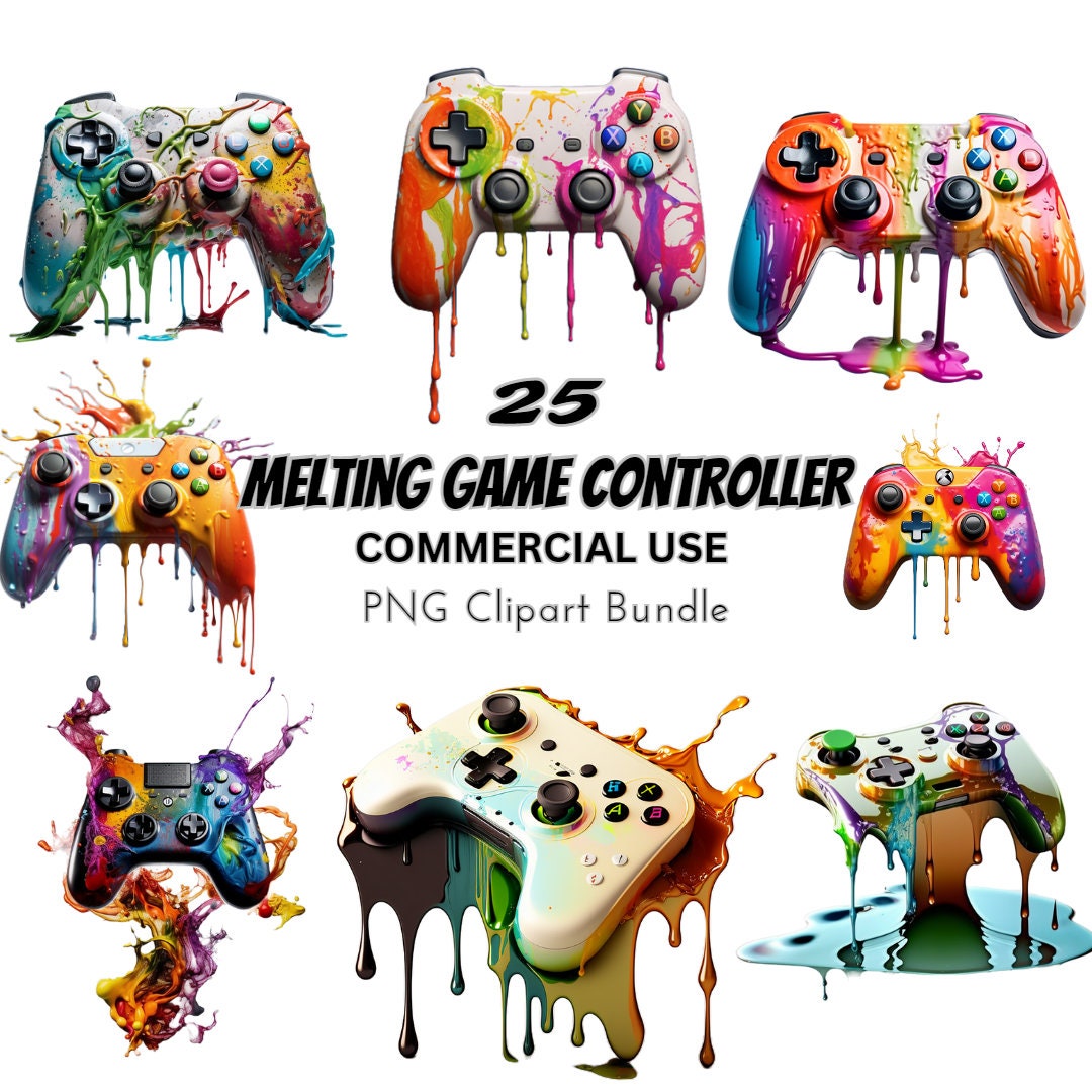 Melting Game Controller Clipart Bundle, Colorful PNG Graphics (digital ...