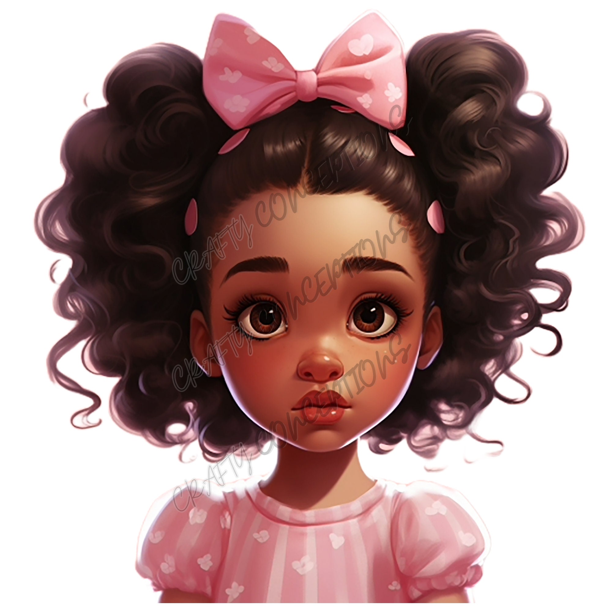 Cute Little Latina Girls Illustration V.6, 4 PNG Bundle, Pink, Magic ...