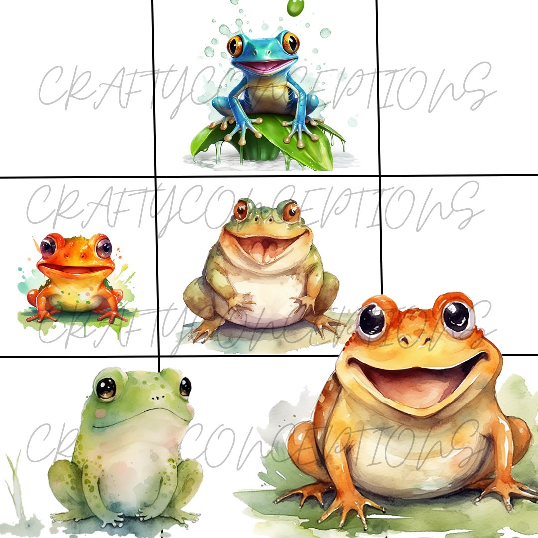 Cute Watercolor Frogs Digital Design Mega Bundle Printable - Etsy