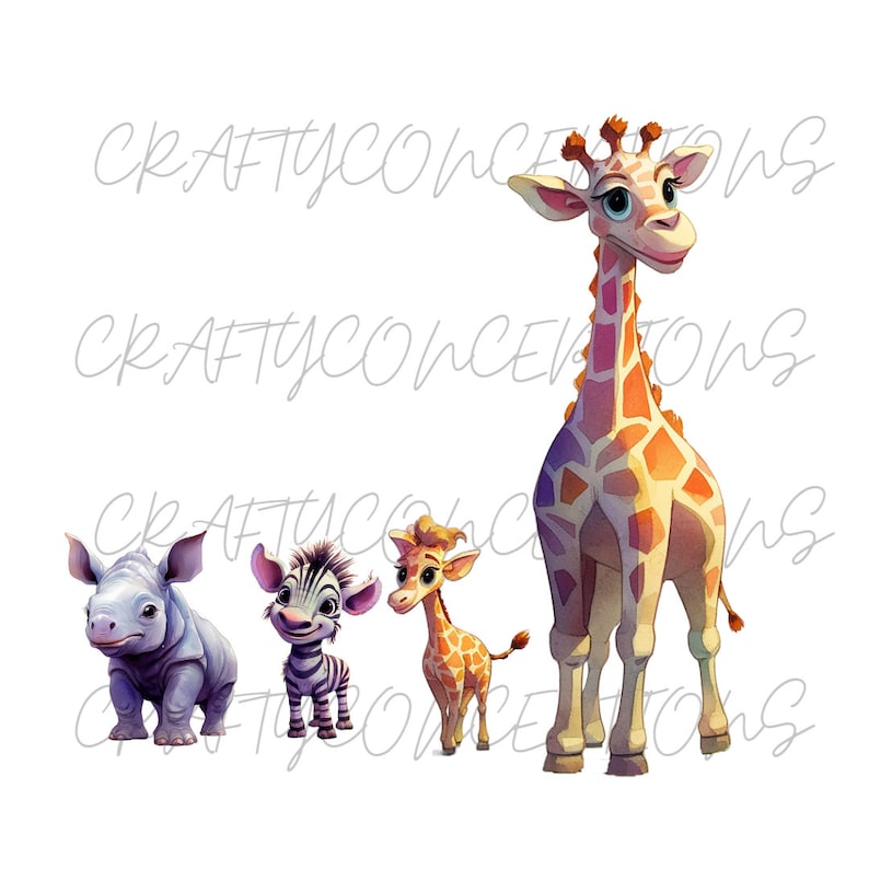 3O Baby Safari Animals Clipart Bundle PNG Illustration Cute - Etsy