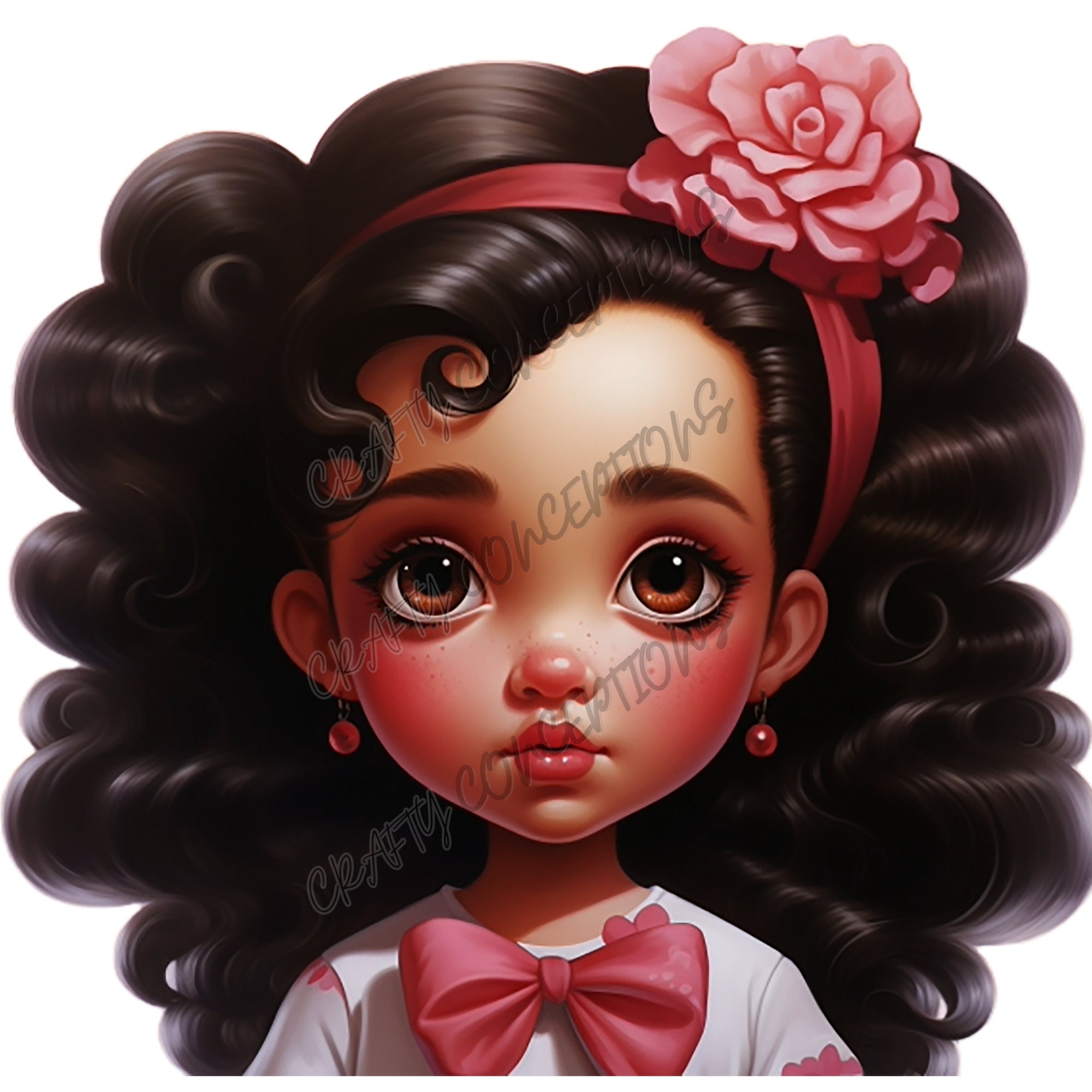 Cute Little Latina Girls Illustration V.6, 4 PNG Bundle, Pink, Magic ...