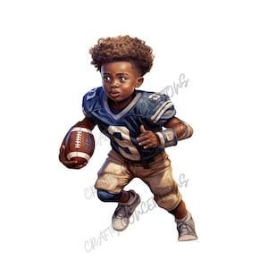 Cute Little Black Boy Athlete Illustration, Playing Football, 26 PNG ...