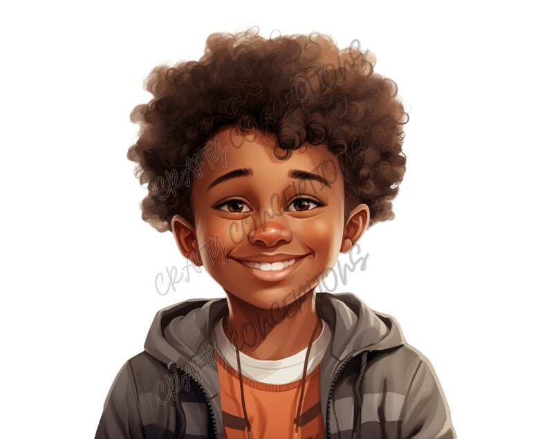 Cute Little Black Boy Illustration V.9, 4 PNG Bundle, Hoody, Hat ...