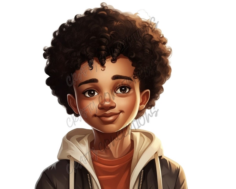 Cute Little Black Boy Illustration V.9, 4 PNG Bundle, Hoody, Hat ...