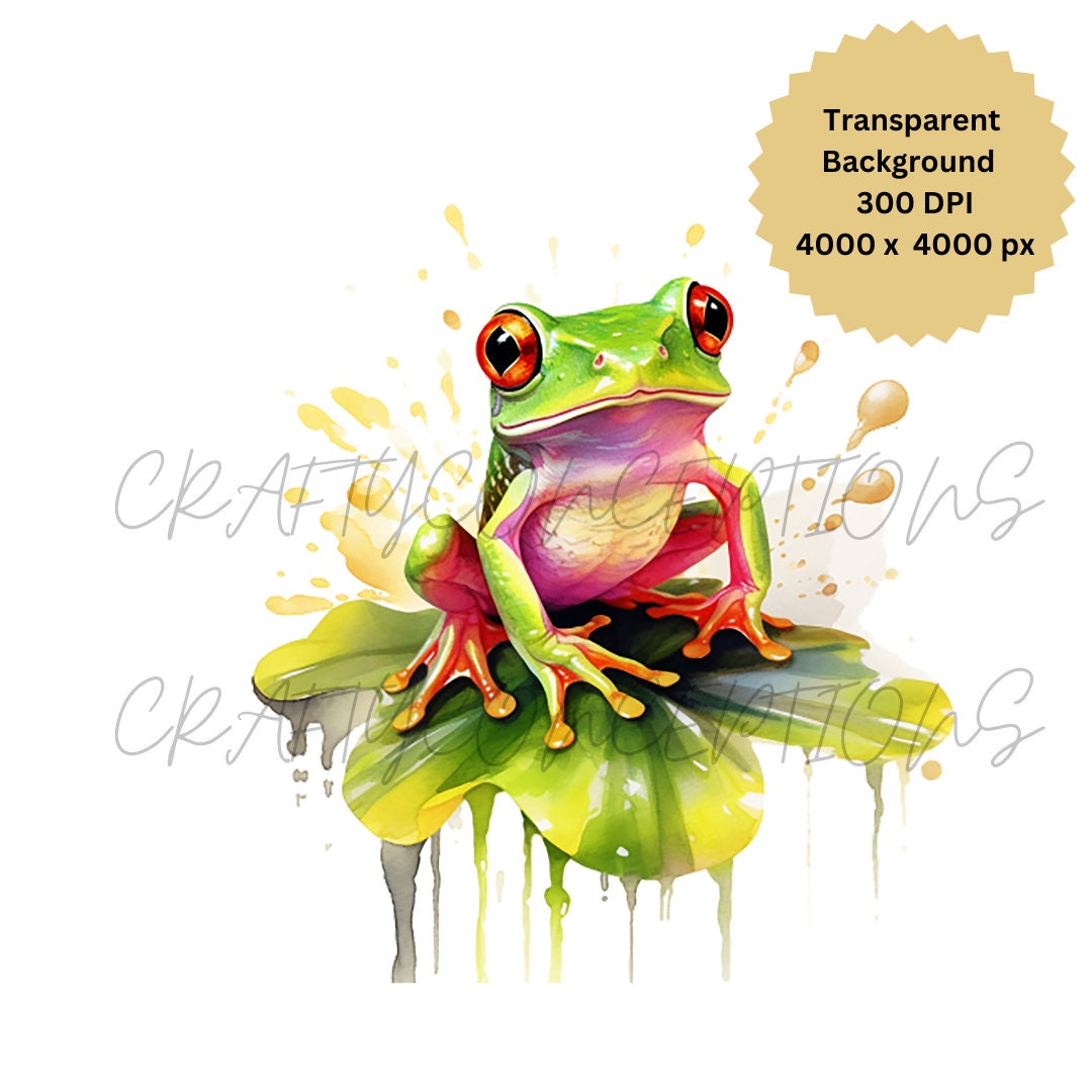 Vibrant Watercolor Frogs Digital Design Bundle Printable - Etsy