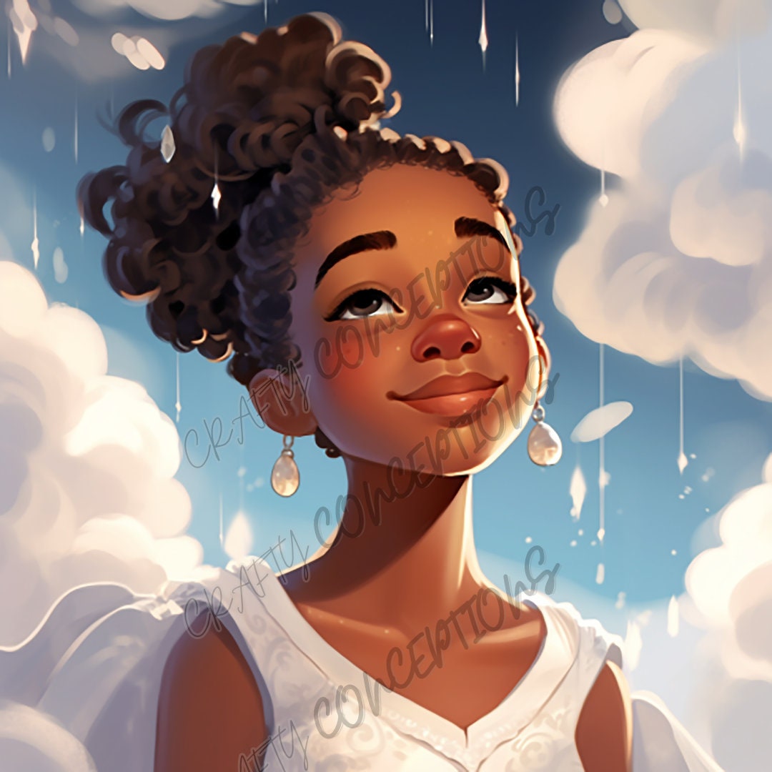 Little Black Girl in White 4 PNG Bundle Curly Hair Magic - Etsy