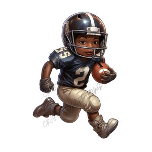 Cute Little Black Boy Athlete Illustration, Playing Football, 26 PNG ...