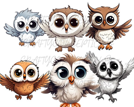 Cute Baby Owls Clip Art Baby Animal Owl Sleeping And Looking At Moon