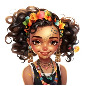 Cute Little Latina Girls Illustration V.3, 4 PNG Bundle, Colorful ...